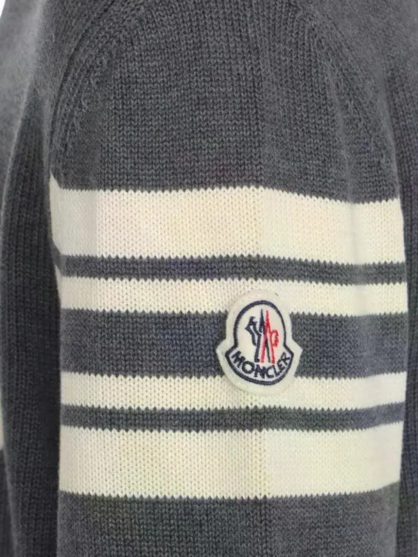 Moncler Logo-embroidered Striped-sleeve Sweater