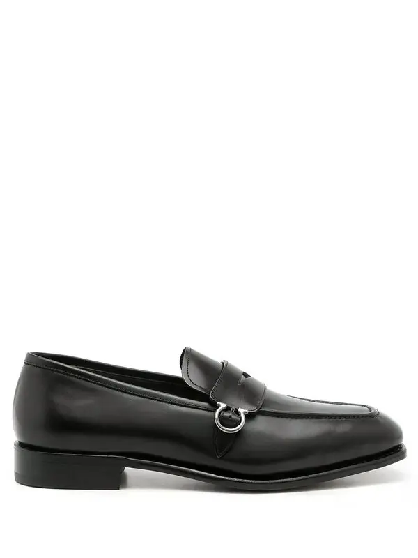 FERRAGAMO Leather Penny Loafers - Black