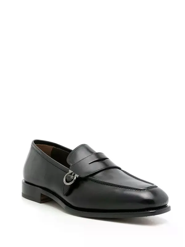 FERRAGAMO Leather Penny Loafers - Black