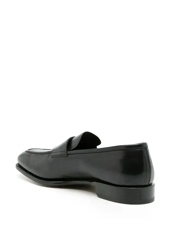 FERRAGAMO Leather Penny Loafers - Black