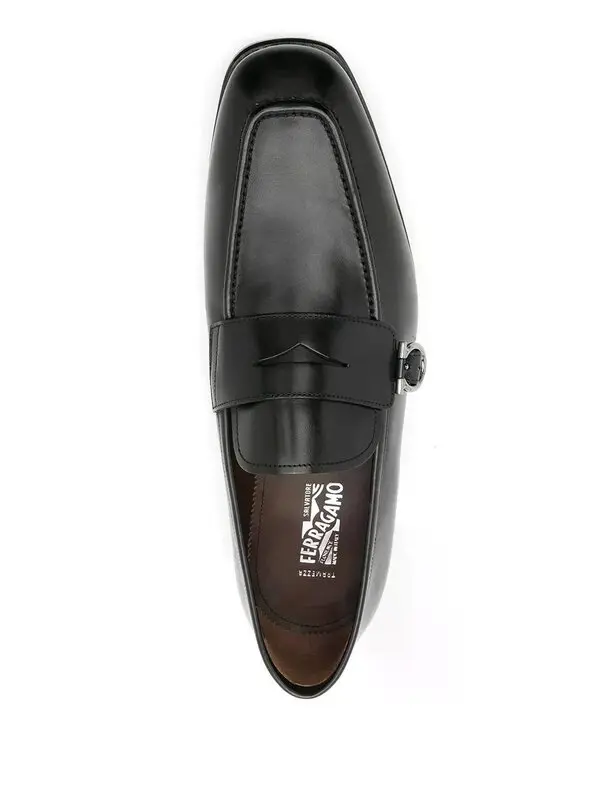 FERRAGAMO Leather Penny Loafers - Black