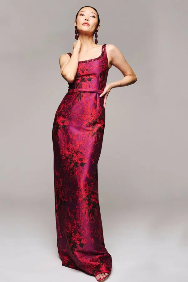 Sachin & Babi Lana Gown - Raspberry Bouquet