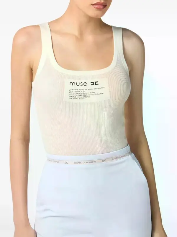 Elisabetta Franchi Ribbed Logo Top