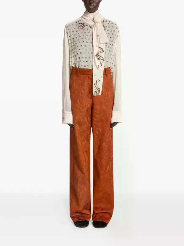 Dries Van Noten Jacquard-swirl Trousers