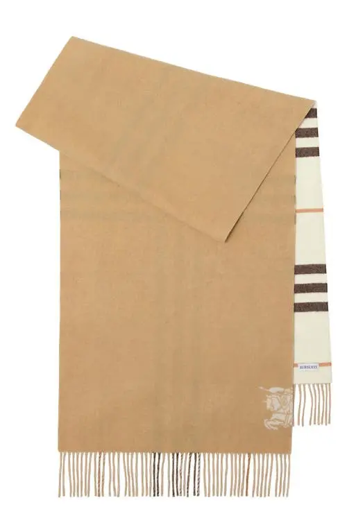 Burberry Reversible Check Cashmere Scarf - Pebble White