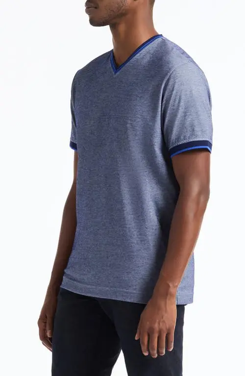 Robert Graham Holton V-neck Cotton Blend Piqué T-shirt