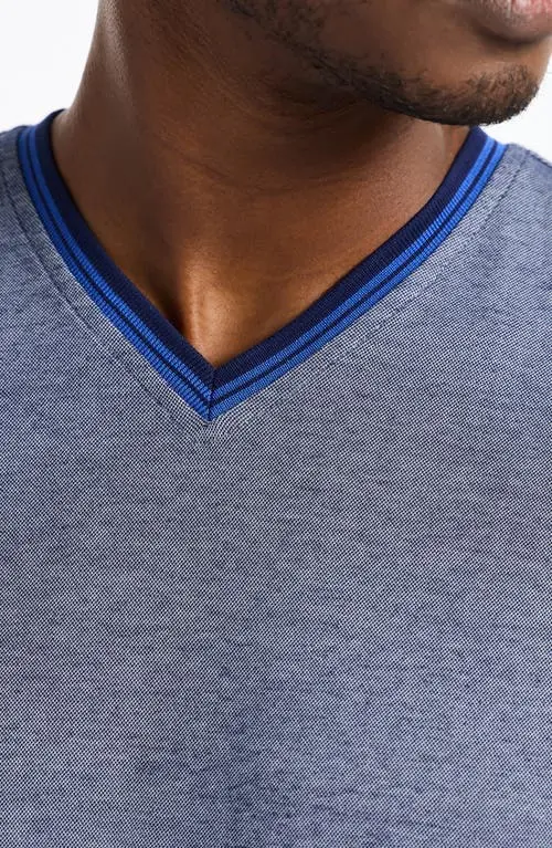 Robert Graham Holton V-neck Cotton Blend Piqué T-shirt