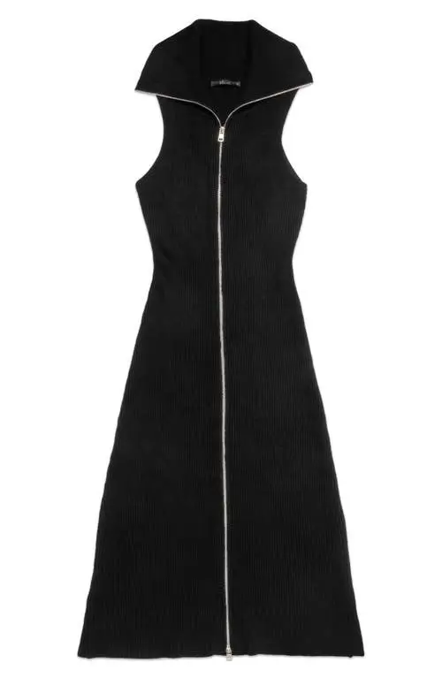 Deluc Paul Front Zip Knit Dress - Black