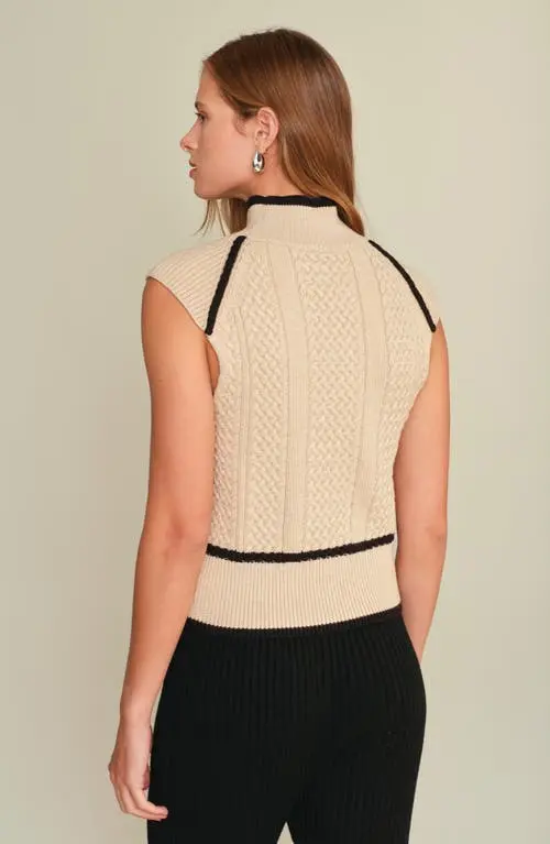 Deluc Mixed-stitch Knit Vest - Ecru Melange With Black
