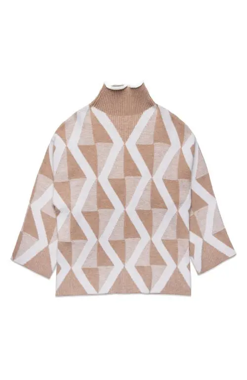 Deluc Troy Mock Neck Geometric Print Sweater - Beige With Ecru