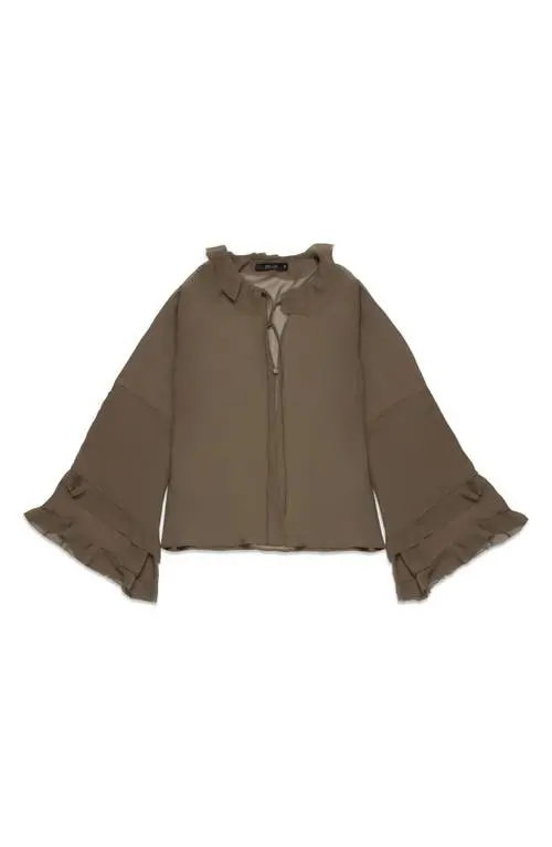 Deluc Bradley Sheer Ruffle Shirt - Dark Olive