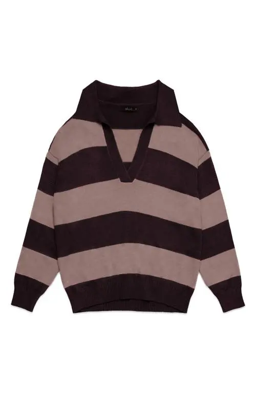 Deluc Striped Polo Sweater - Wine With Nougat