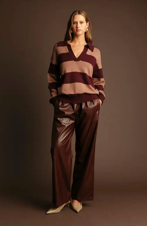 Deluc Striped Polo Sweater - Wine With Nougat