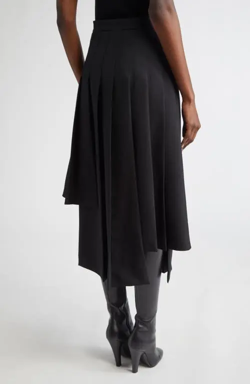 Michael Kors Asymmetric Pleat Wool Skirt