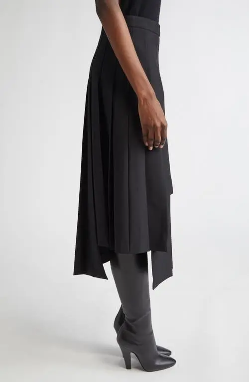 Michael Kors Asymmetric Pleat Wool Skirt
