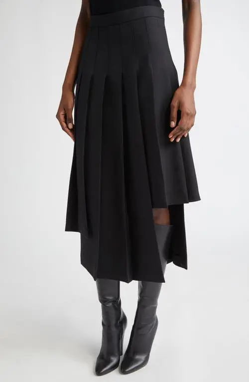 Michael Kors Asymmetric Pleat Wool Skirt