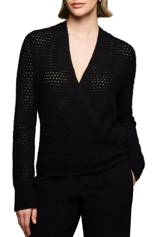 NIC+ZOE Pointelle Cashmere Blend Sweater - Black Onyx