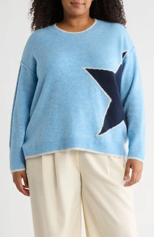 Vince Camuto Star Detail Crewneck Sweater - Blue Heather