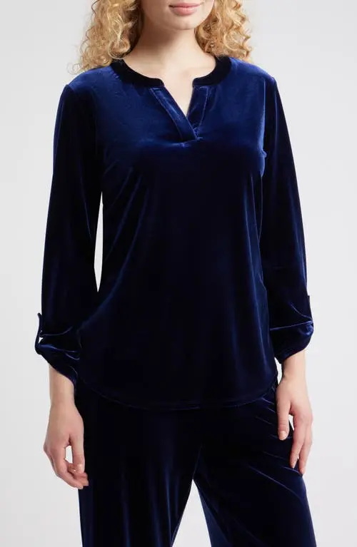Anne Klein Velvet Split Neck Top