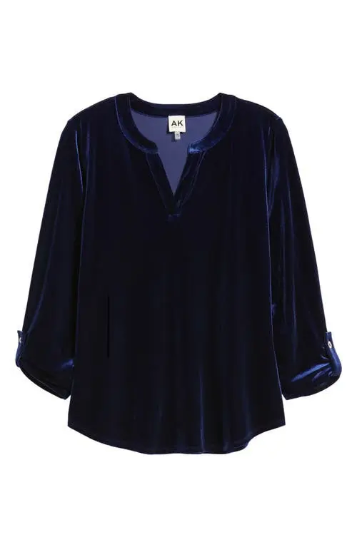 Anne Klein Velvet Split Neck Top