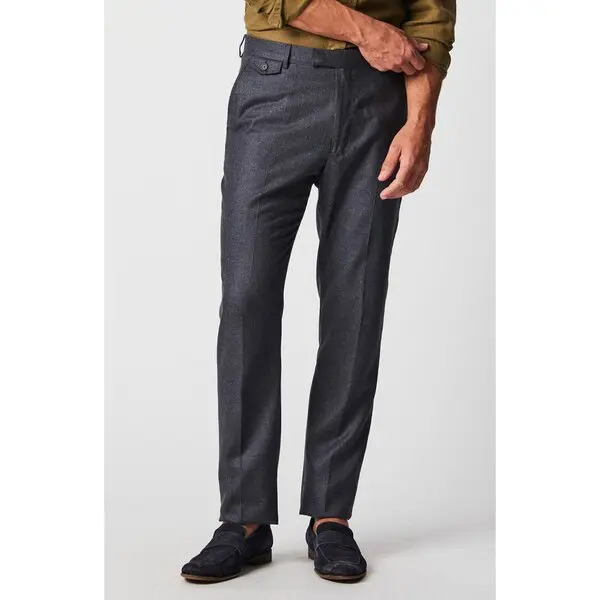 Billy Reid Flat-front Silk & Virgin Wool Dress Pants - Charcoal