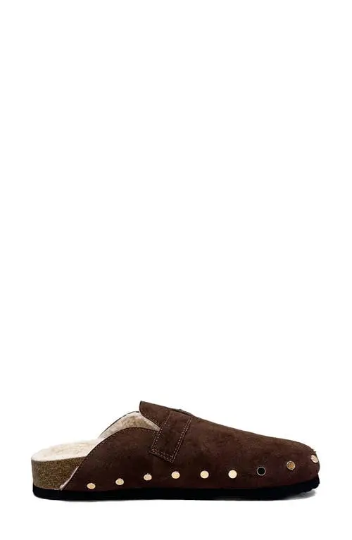 SHU SHOP Faux Shearling Lined Clogs - Brown Suede
