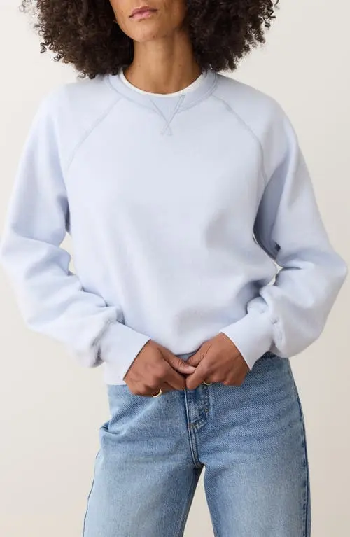 Marine Layer Cloud 9 Reversible Organic Cotton Blend Fleece Crewneck Sweatshirt - Soft Chambray