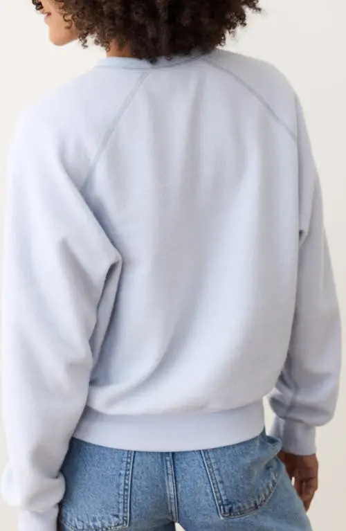 Marine Layer Cloud 9 Reversible Organic Cotton Blend Fleece Crewneck Sweatshirt - Soft Chambray