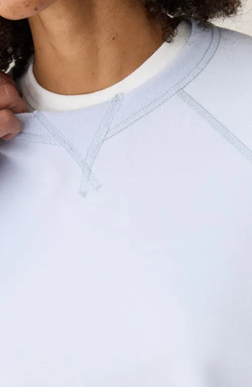 Marine Layer Cloud 9 Reversible Organic Cotton Blend Fleece Crewneck Sweatshirt - Soft Chambray