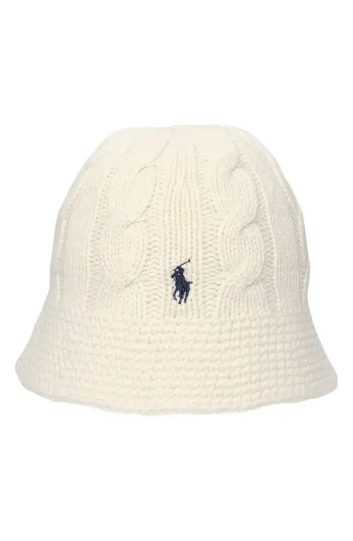 Polo Ralph Lauren Cable Stitch Wool Blend Bucket Hat - Cream