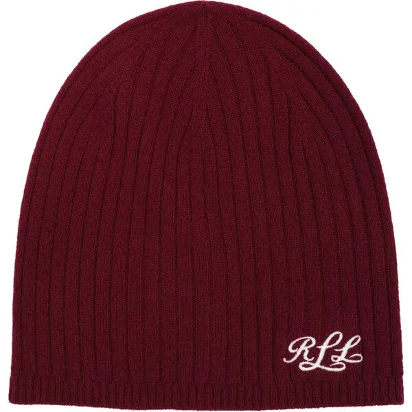 Ralph Lauren Signature Cashmere Beanie - Dark Garnet