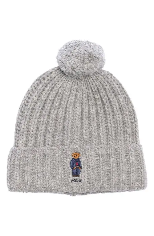 Polo Ralph Lauren Denim Bear Pompom Beanie - Andover Heather