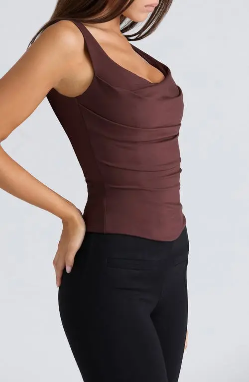 House Of Cb Drape Neck Corset Top - Chocolate