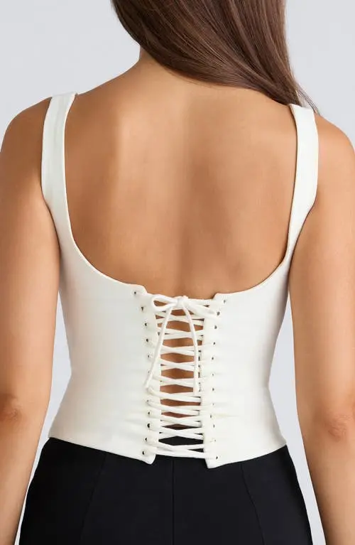 House Of Cb Drape Neck Corset Top - Ivory