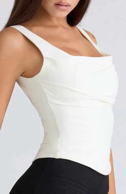 House Of Cb Drape Neck Corset Top - Ivory