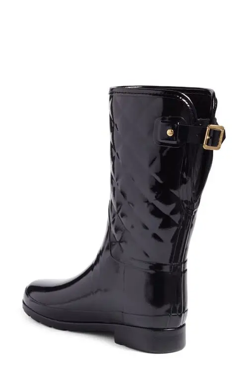 Hunter Refined High Gloss Quilted Short Waterproof Rain Boots