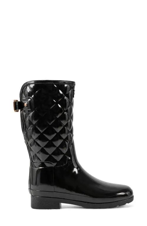 Hunter Refined High Gloss Quilted Short Waterproof Rain Boots