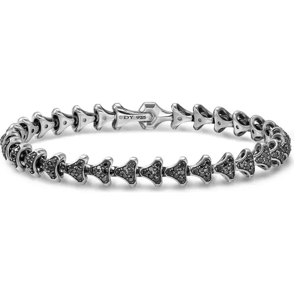 David Yurman Armory Link Bracelet With Black Diamonds - Silver