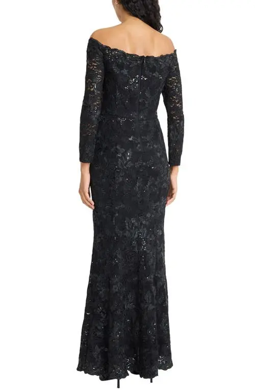 Maggy London Embellished Off-the-shoulder Gown