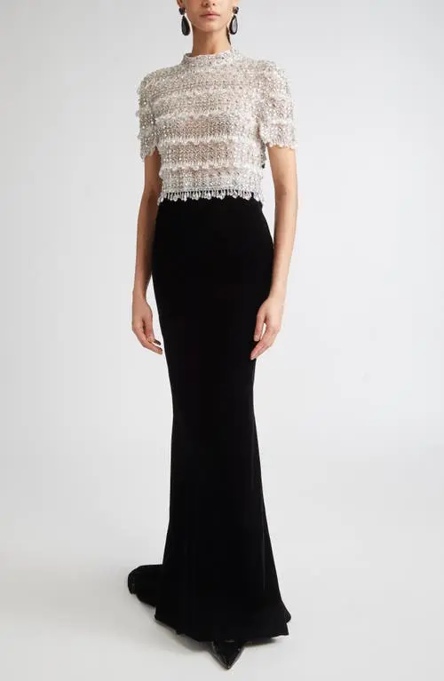 Carolina Herrera Velvet Trumpet Skirt With Train