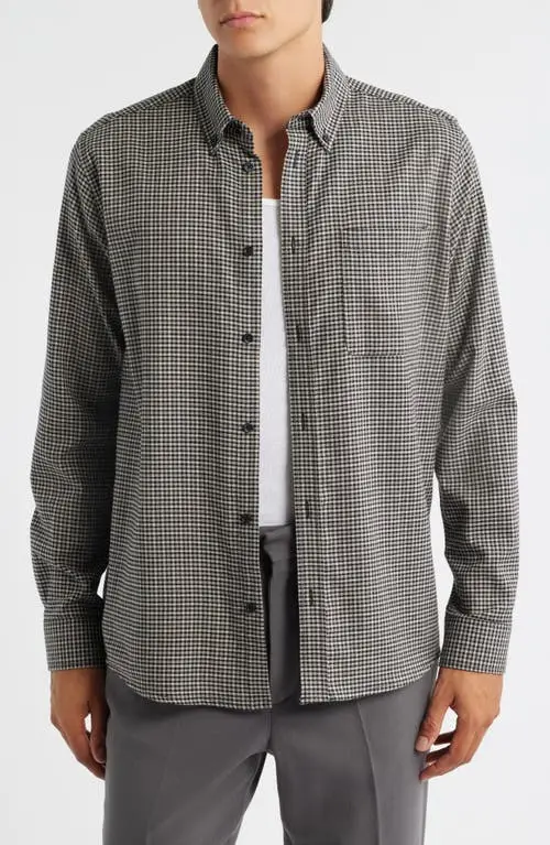 LES DEUX Konrad Microcheck Flannel Button-down Shirt - Gargoyle