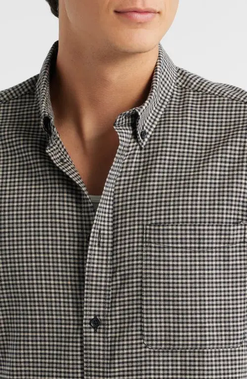 LES DEUX Konrad Microcheck Flannel Button-down Shirt - Gargoyle