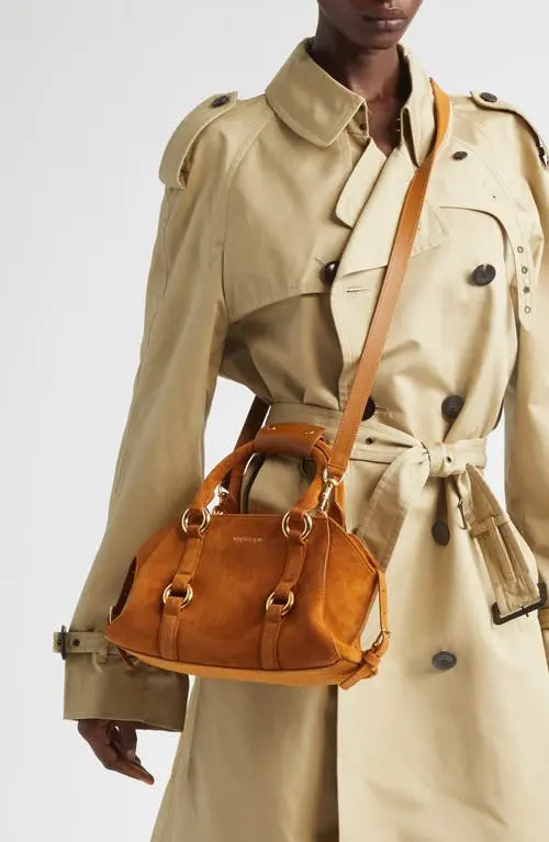 Alexander McQueen Small Farringdon Suede Satchel - Tan/gold