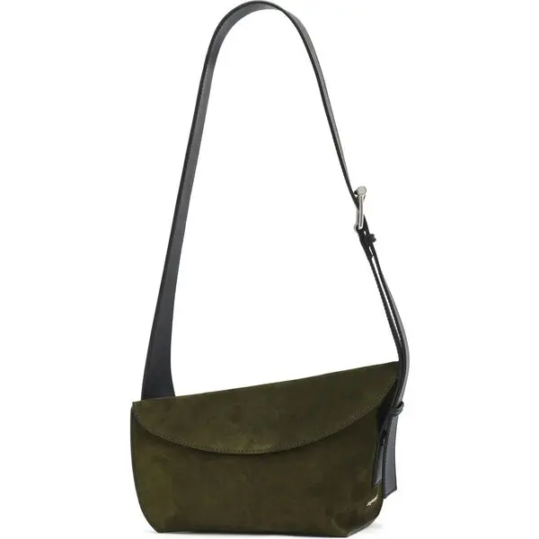 Alexander McQueen Large T-bar Suede Sling Bag - Military/black/silver