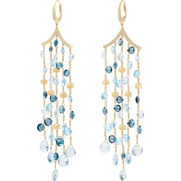 Marco Bicego Paradise Topaz And Diamond Drop Earrings - Gold