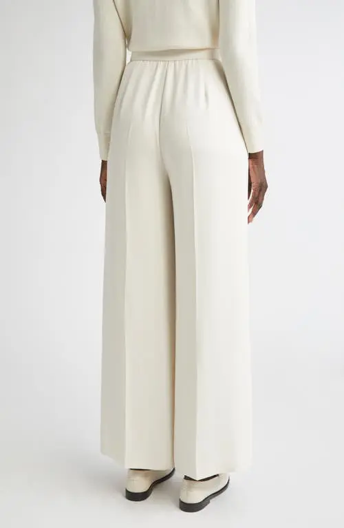St. John Satin Back Crepe Wide Leg Pants - Ecru