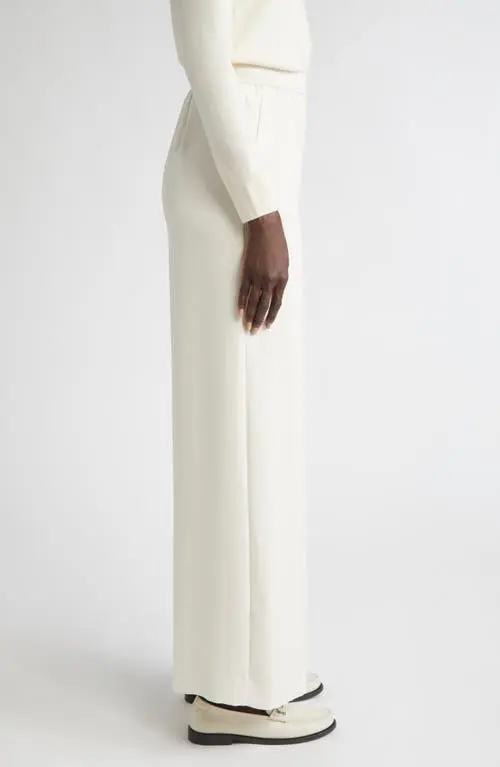 St. John Satin Back Crepe Wide Leg Pants - Ecru