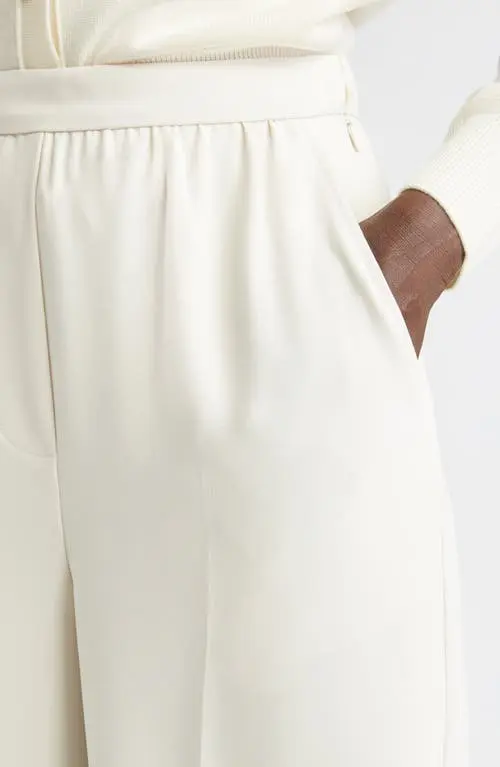 St. John Satin Back Crepe Wide Leg Pants - Ecru