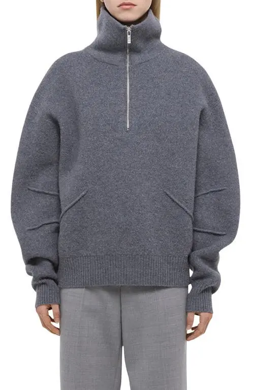 Helmut Lang Apex Quarter Zip Wool Sweater - Med Grey