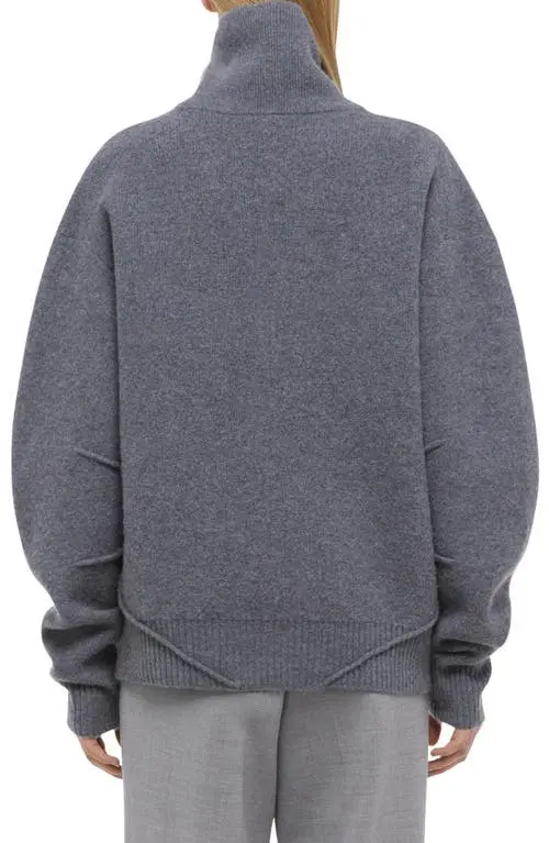 Helmut Lang Apex Quarter Zip Wool Sweater - Med Grey